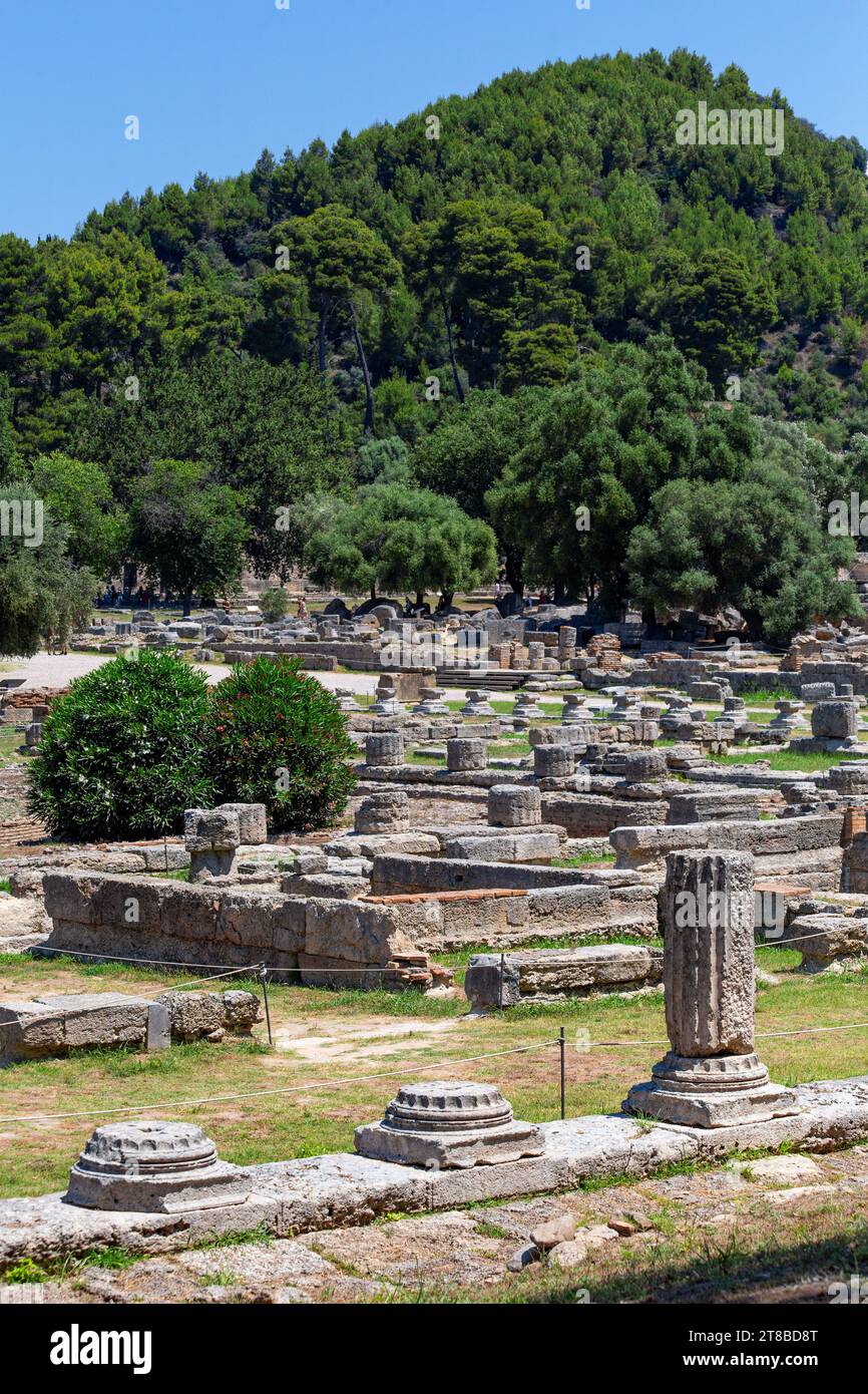 Ancient Greek ruins at Olympia, the home of the Olympic games ...