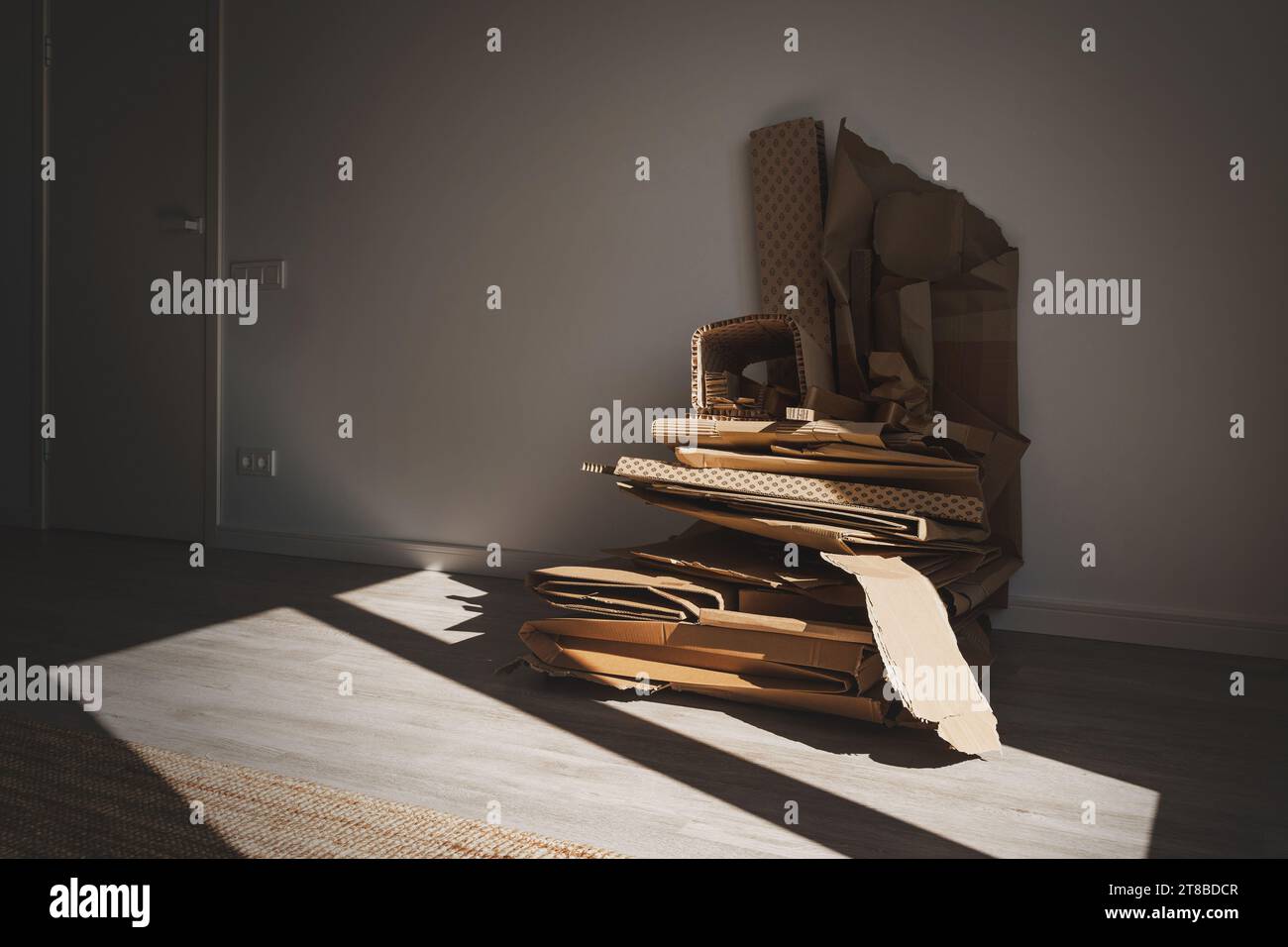 Stack of Cardboard Waste at home. Concepts of Paper Recycling and Waste ...