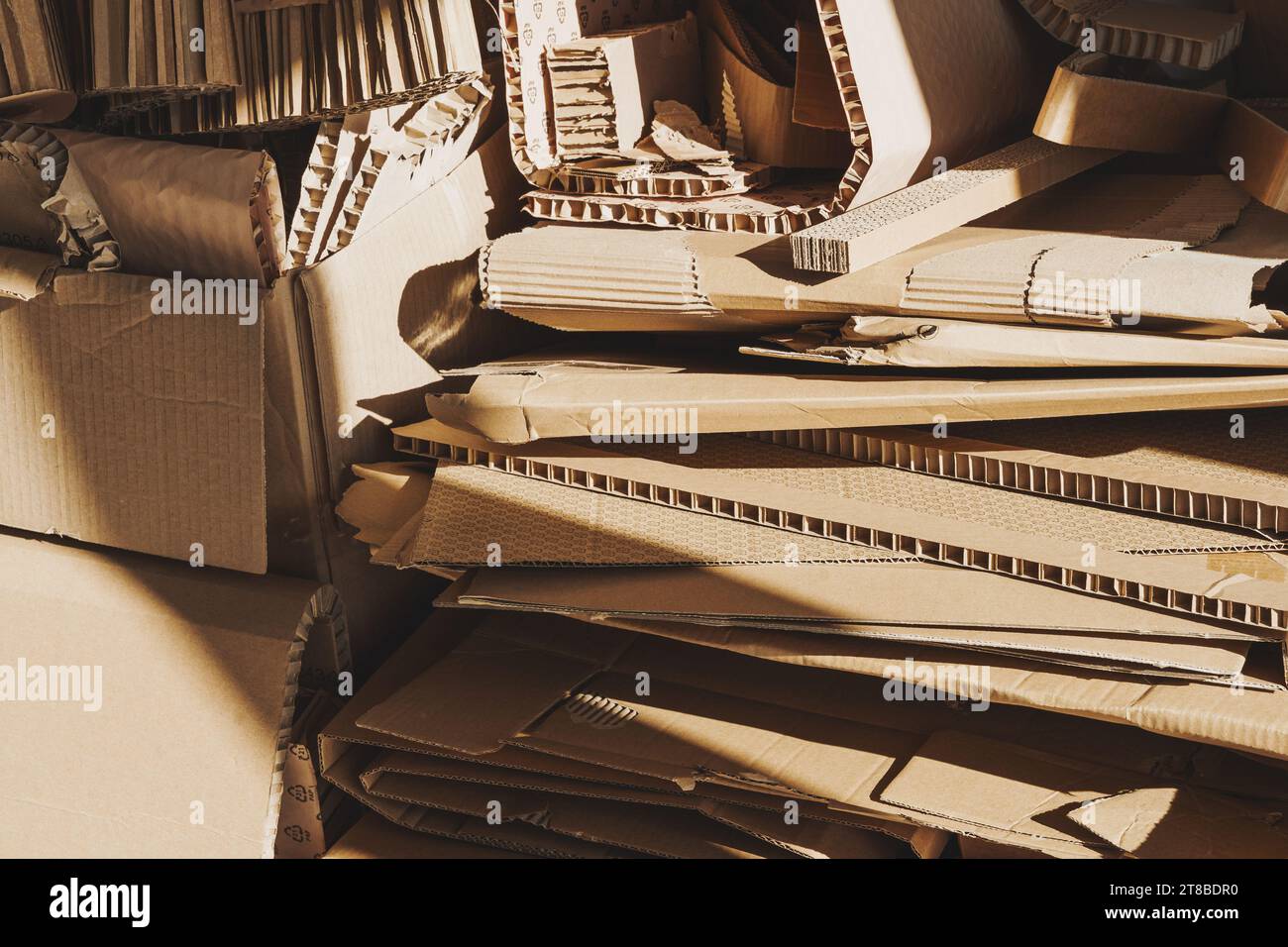 Stack of Cardboard Waste in sunlight. Concepts of Paper Recycling and ...