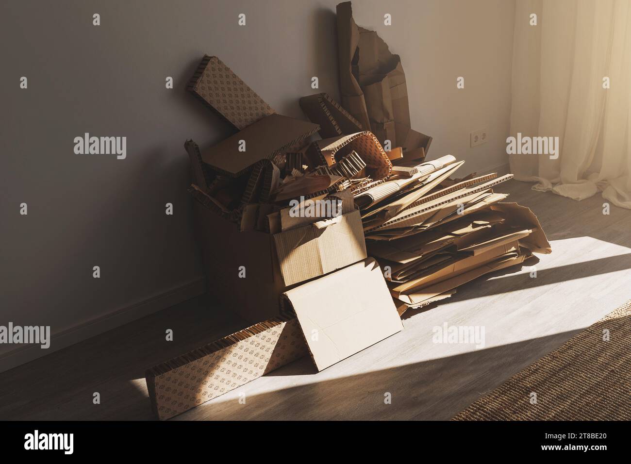 Stack of Cardboard Waste at home. Concepts of Paper Recycling and Waste ...