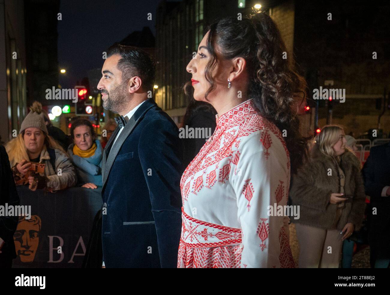 First Minister Humza Yousaf and wife Nadia El-Nakla on the red carpet ...