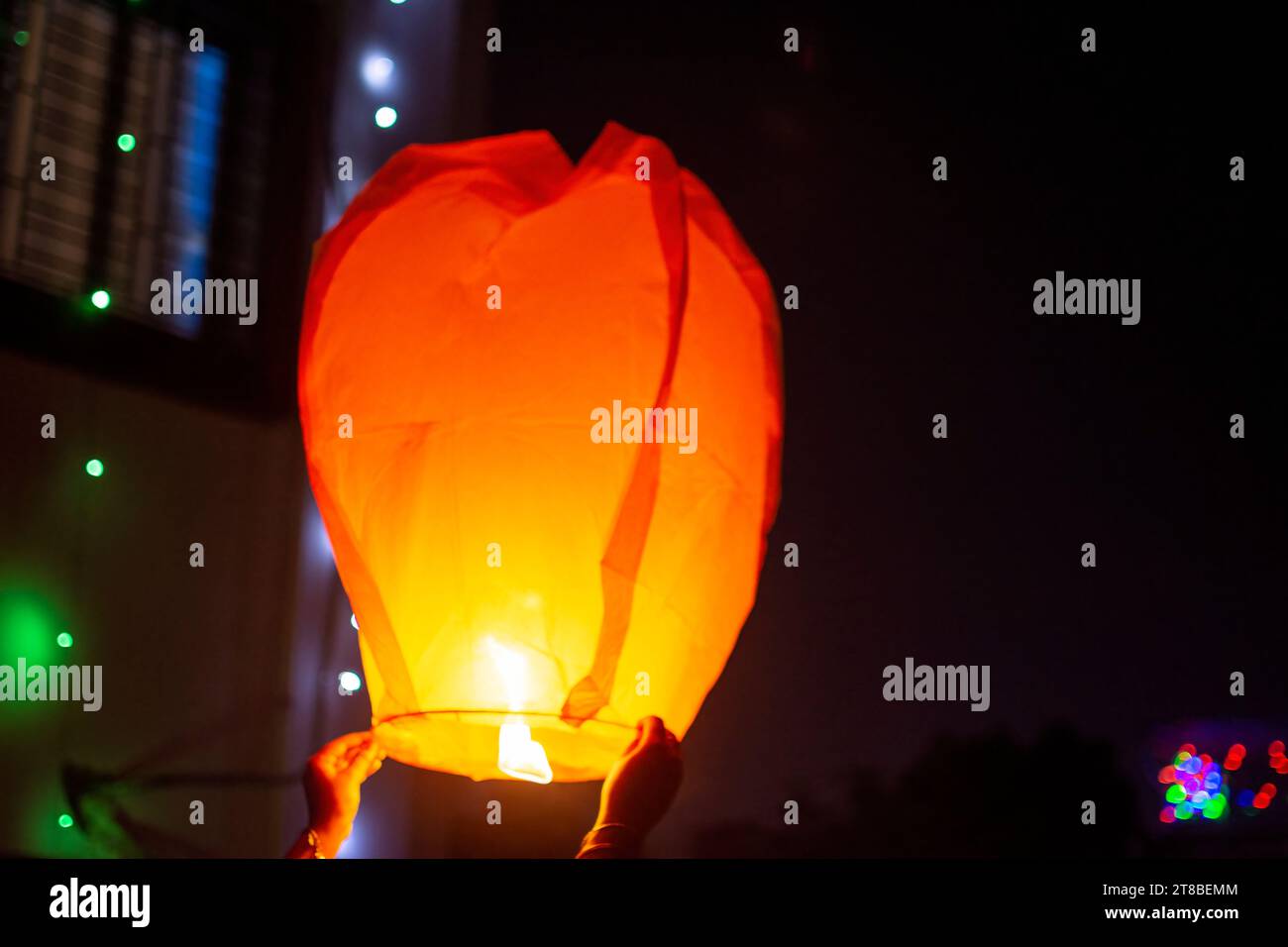 A sky lantern also known as Kongmíng lantern or Chinese lantern Stock ...