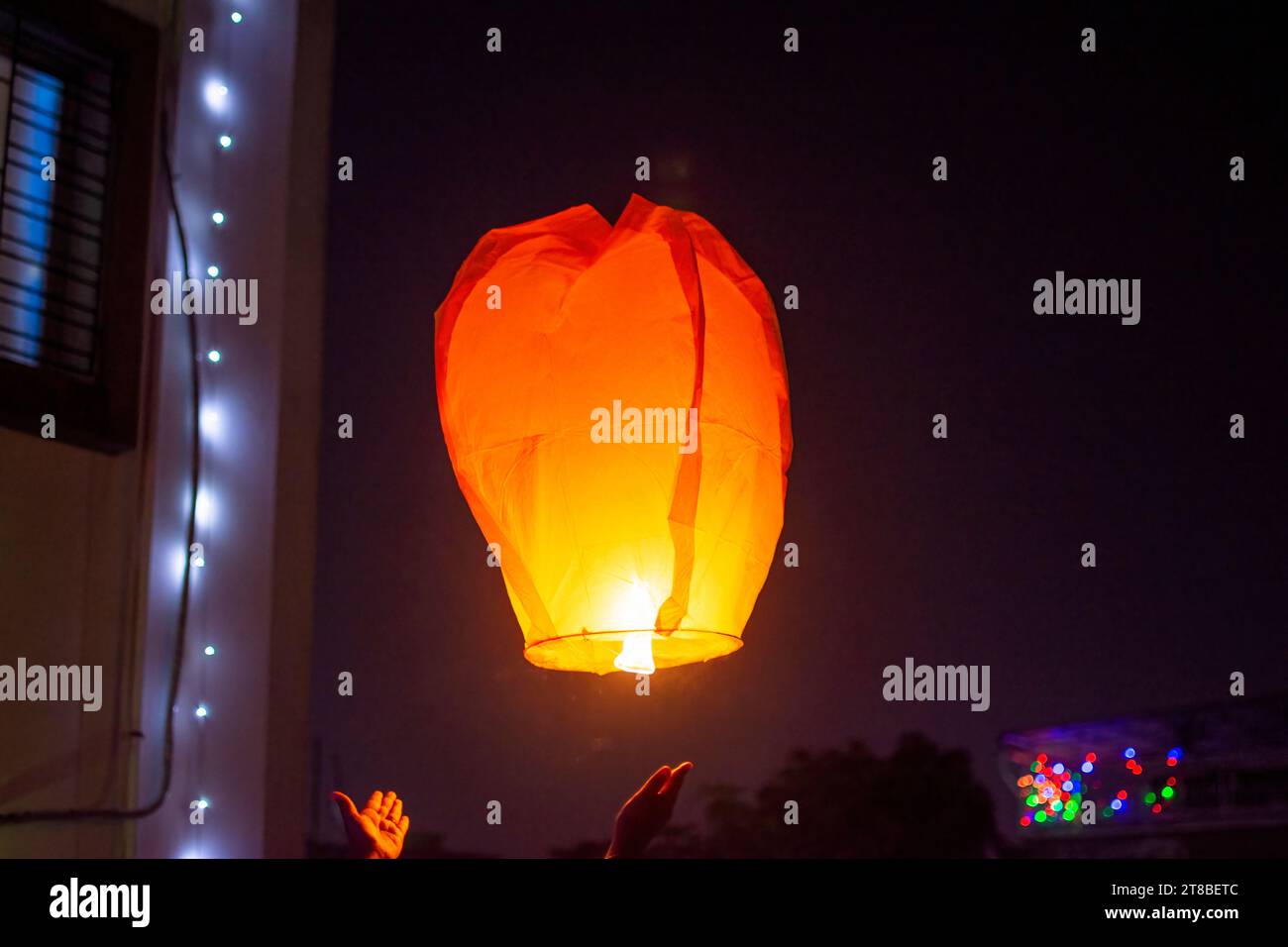 A sky lantern also known as Kongmíng lantern or Chinese lantern Stock ...