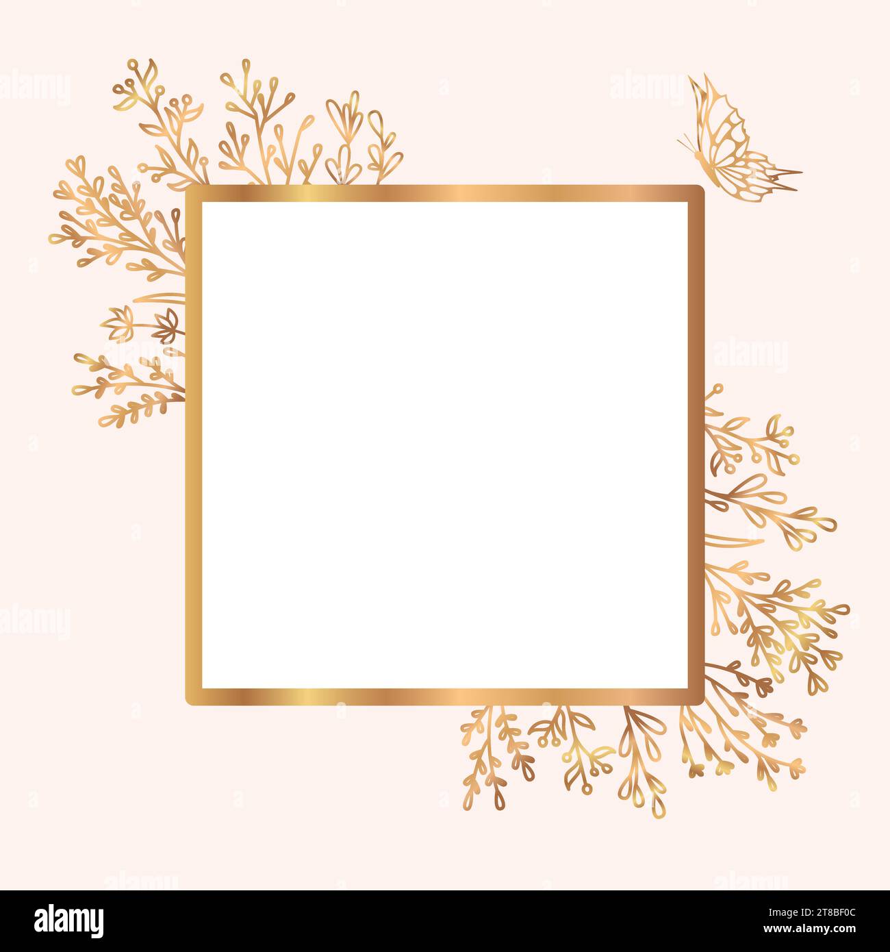 Vector golden frame with plants Stock Vector Image & Art - Alamy