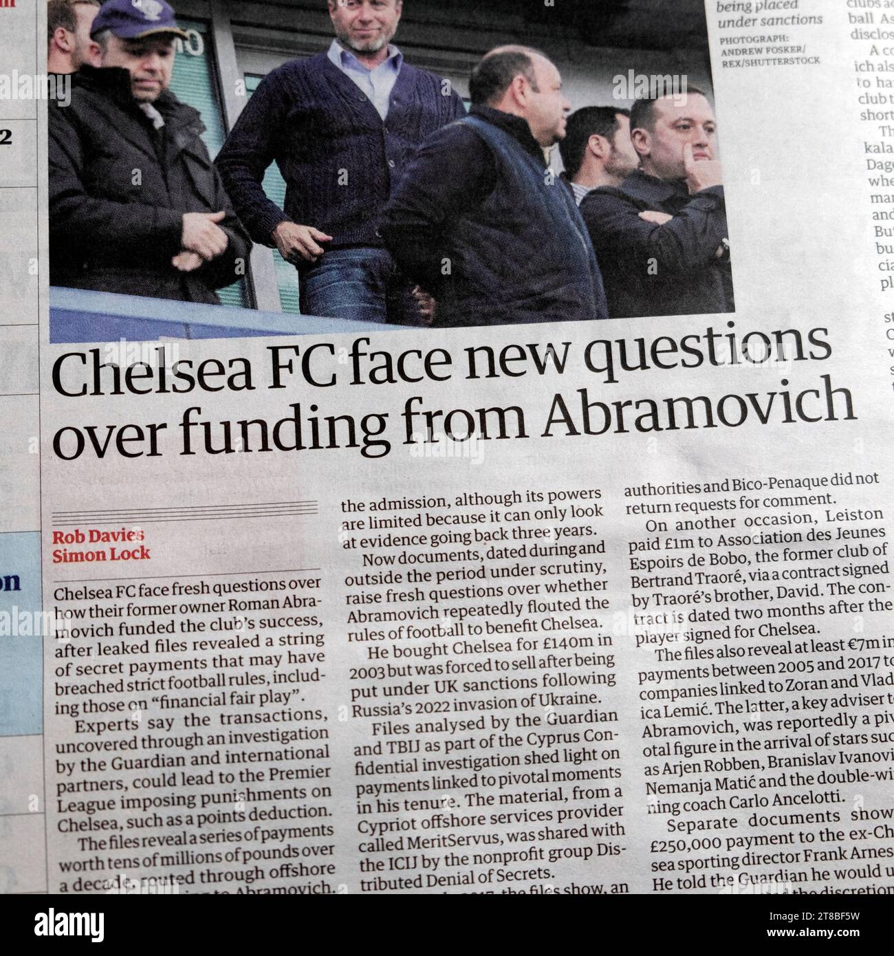'Chelsea FC ace new questions over funding from (Roman) Abramovich ...