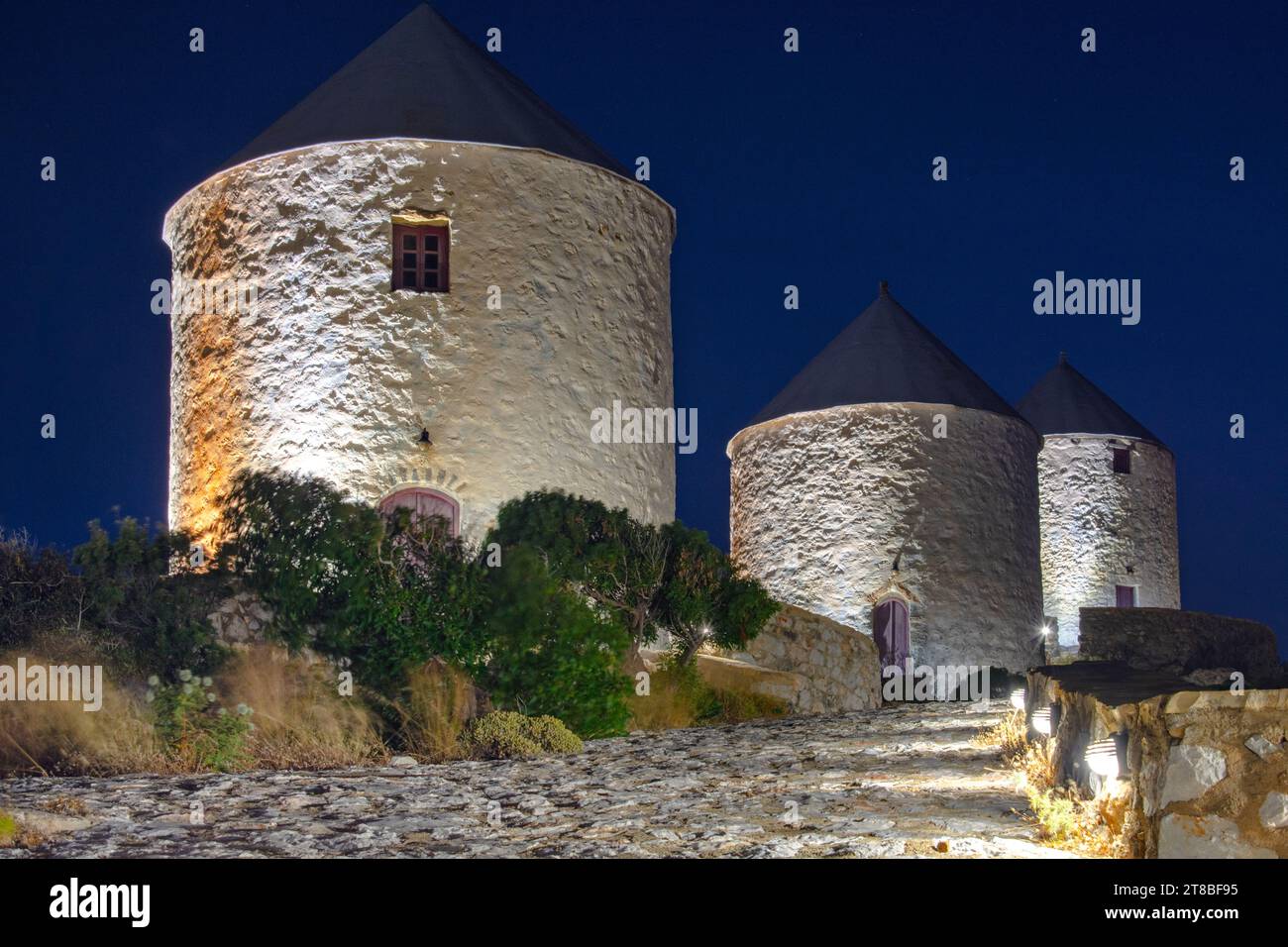 Picturesque village of Agia Marina, windmills and castle of Panteli in ...