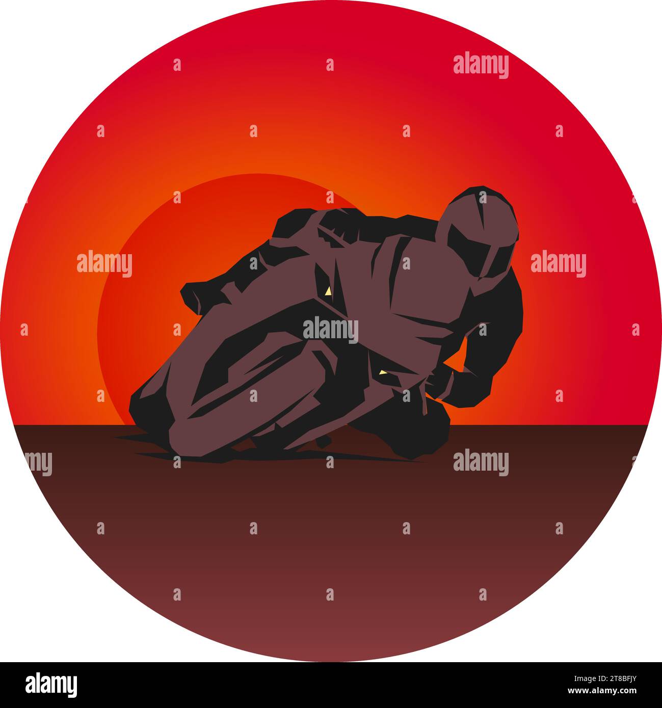 extreme motorcycle ride sportbike fast vector realistic sun icon Stock ...