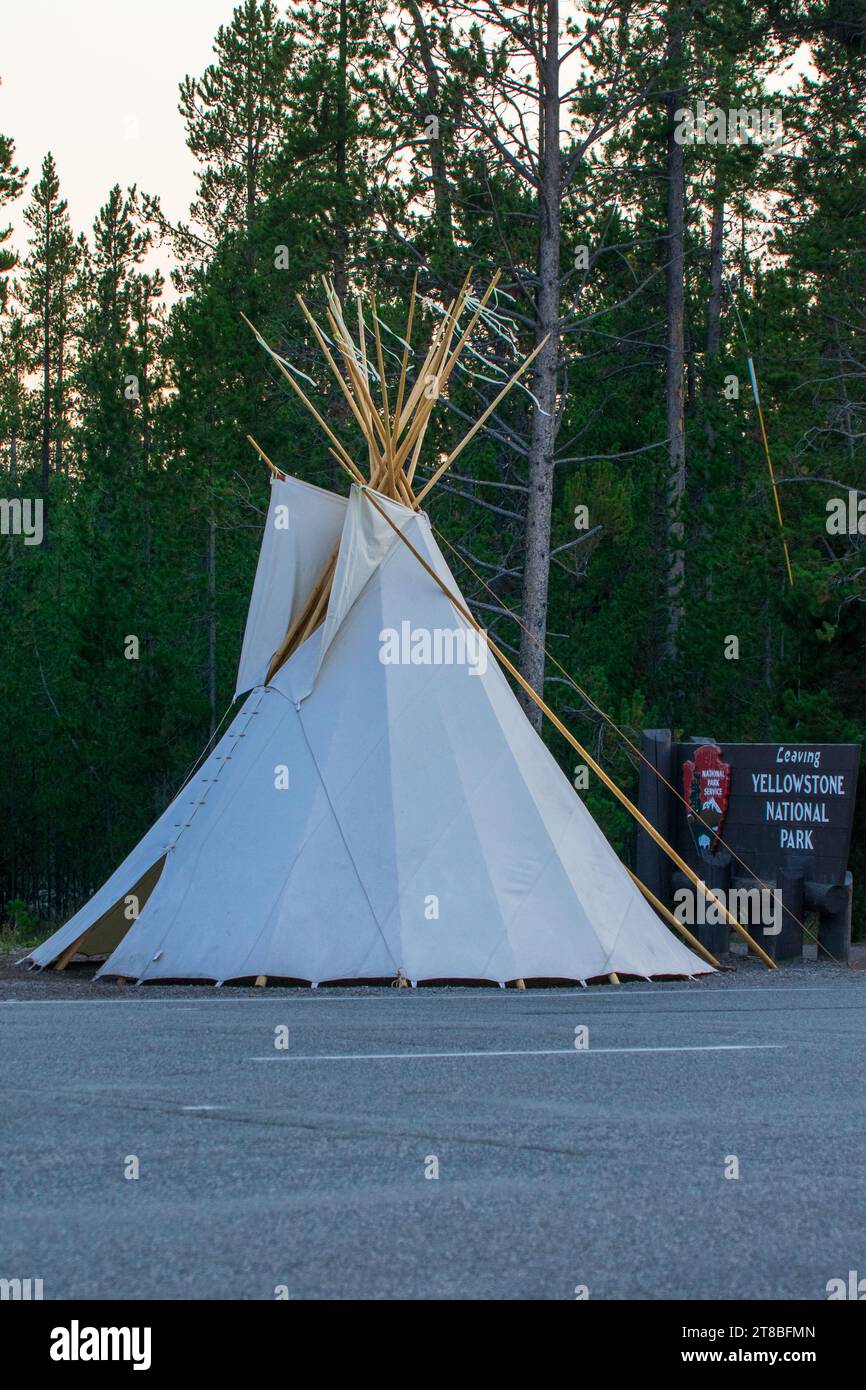 West Yellowstone, MT USA - 6 SEPT 2022: A Teepee at the entrance to ...