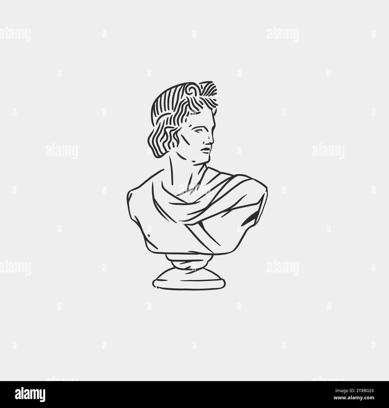 Hand drawn vector abstract outline,graphic,line greek ancient sculpture ...