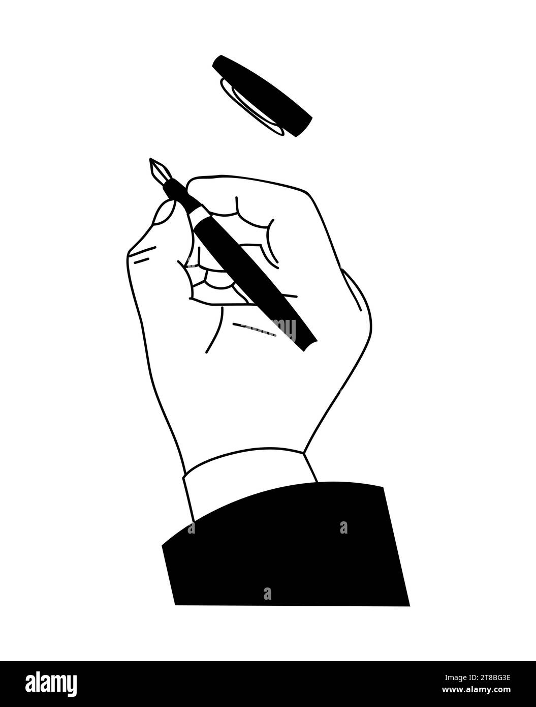Business man Hand holding ink pen vector line art Stock Vector Image ...