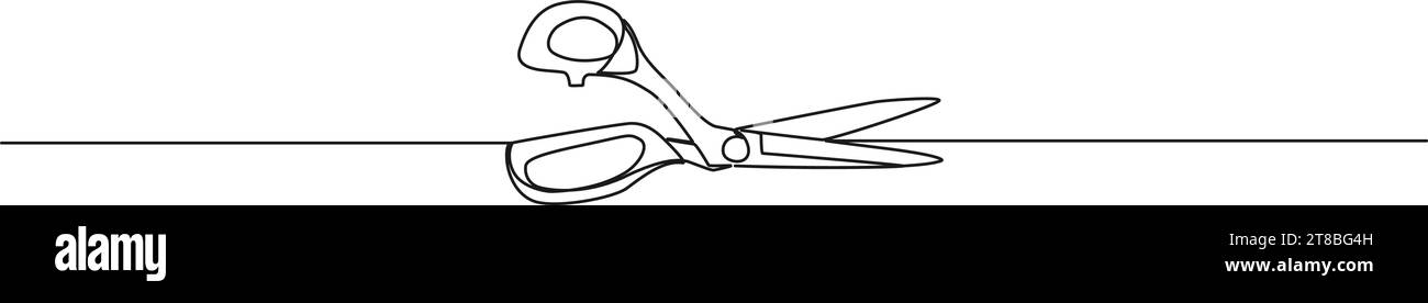 continuous single line drawing of pair of scissors, line art vector ...