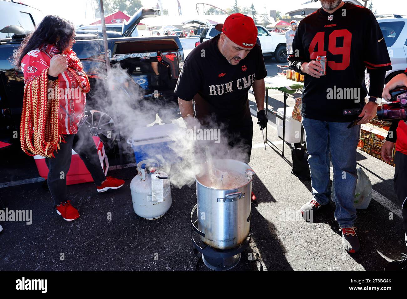 Fans tailgate at Levi's Stadium before an NFL football game between the ...