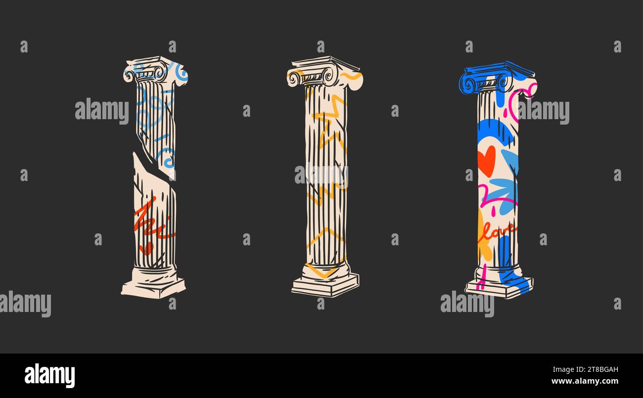 Hand drawn vector abstract outline,graphic,contemporary greek ancient ...