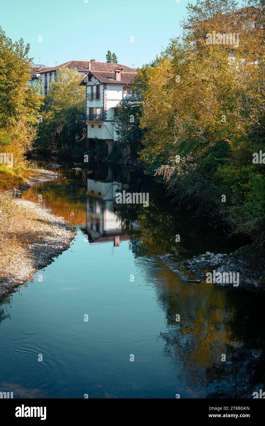 Views of Elizondo from the river. Navarre. Spain Stock Photo - Alamy