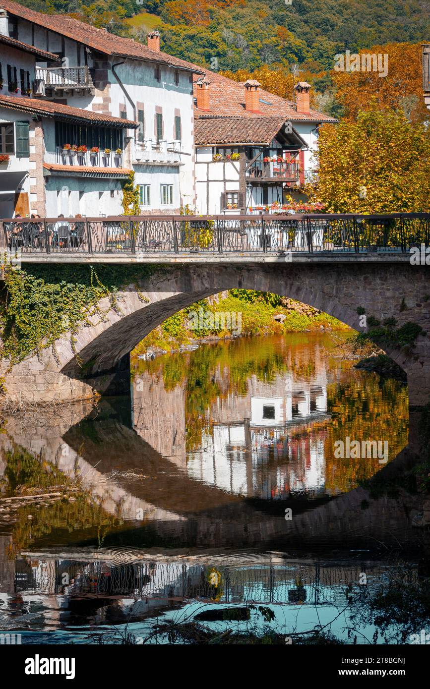 Views of the Elizondo Bridge. Navarre. Spain Stock Photo - Alamy