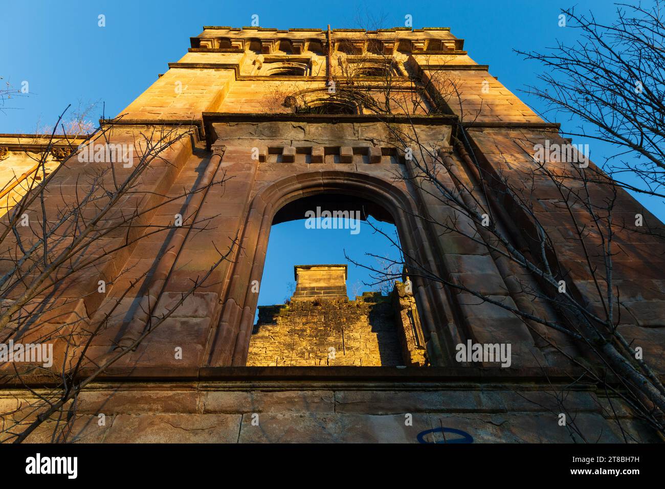 Lennox Castle Ruins in Scotland on a cold winters sunrise Stock Photo ...