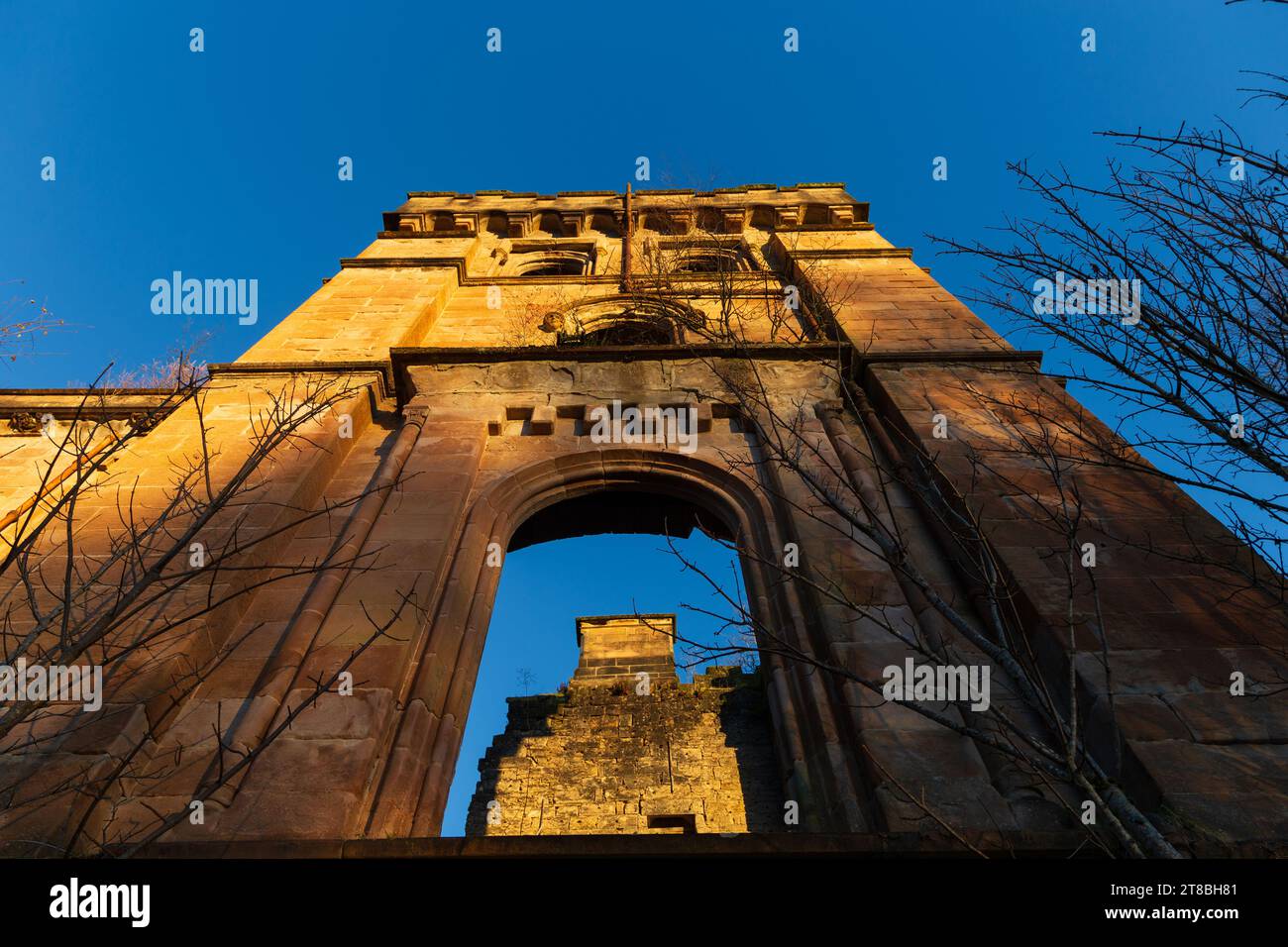 Lennox Castle Ruins in Scotland on a cold winters sunrise Stock Photo ...
