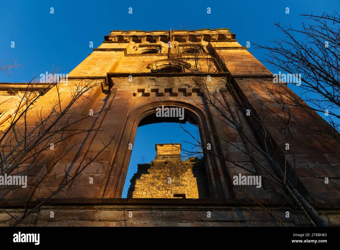 Lennox Castle Ruins in Scotland on a cold winters sunrise Stock Photo ...