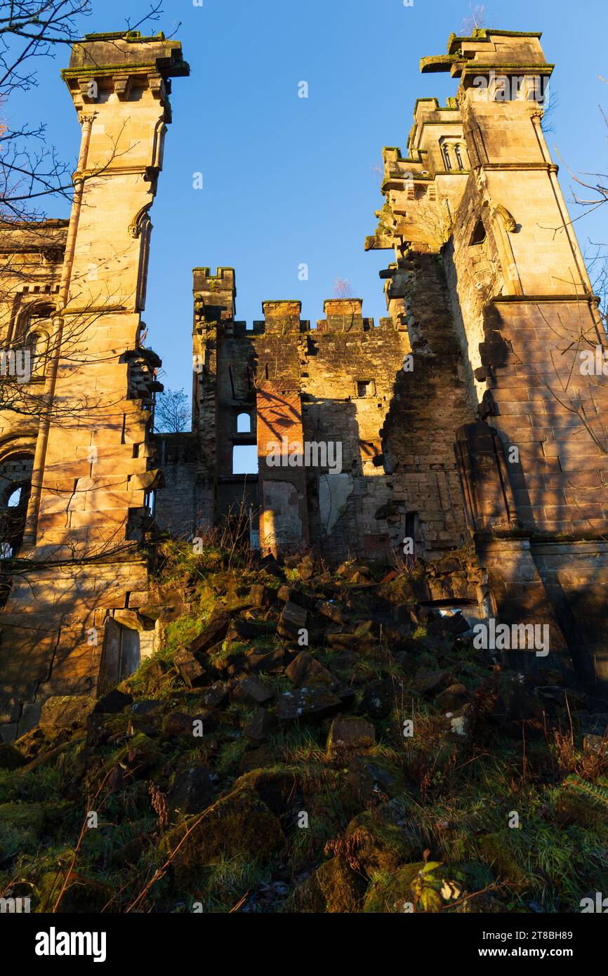 Lennox Castle Ruins in Scotland on a cold winters sunrise Stock Photo ...