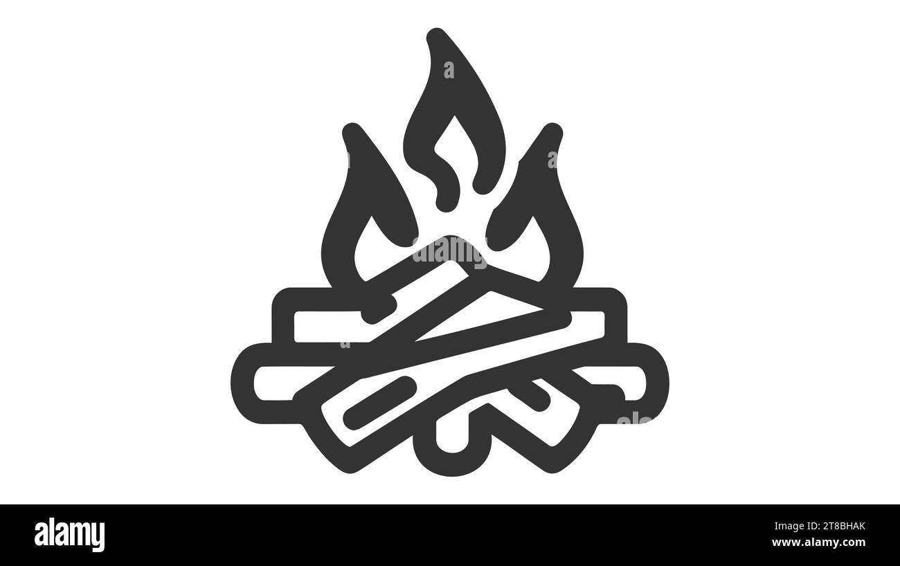 Camp fire icon. Bonfire burning on firewood sign. Vector Stock Vector ...
