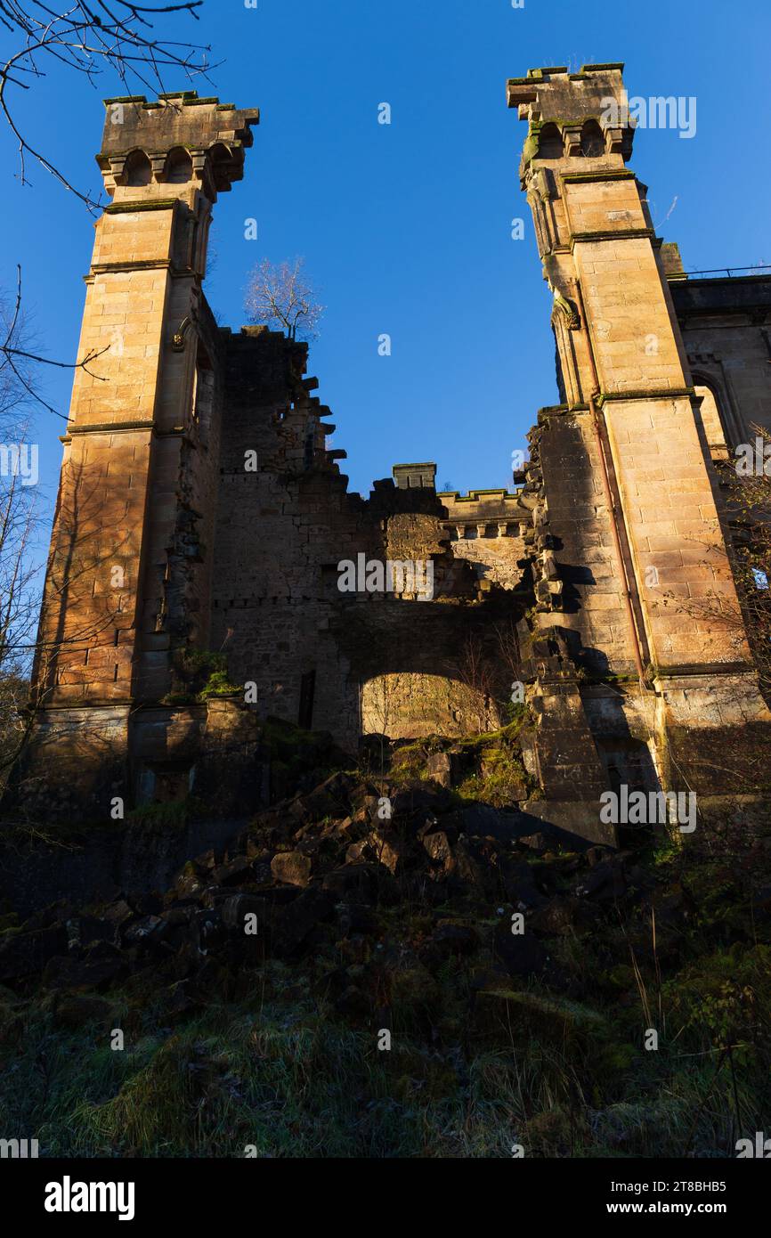 Lennox Castle Ruins in Scotland on a cold winters sunrise Stock Photo ...