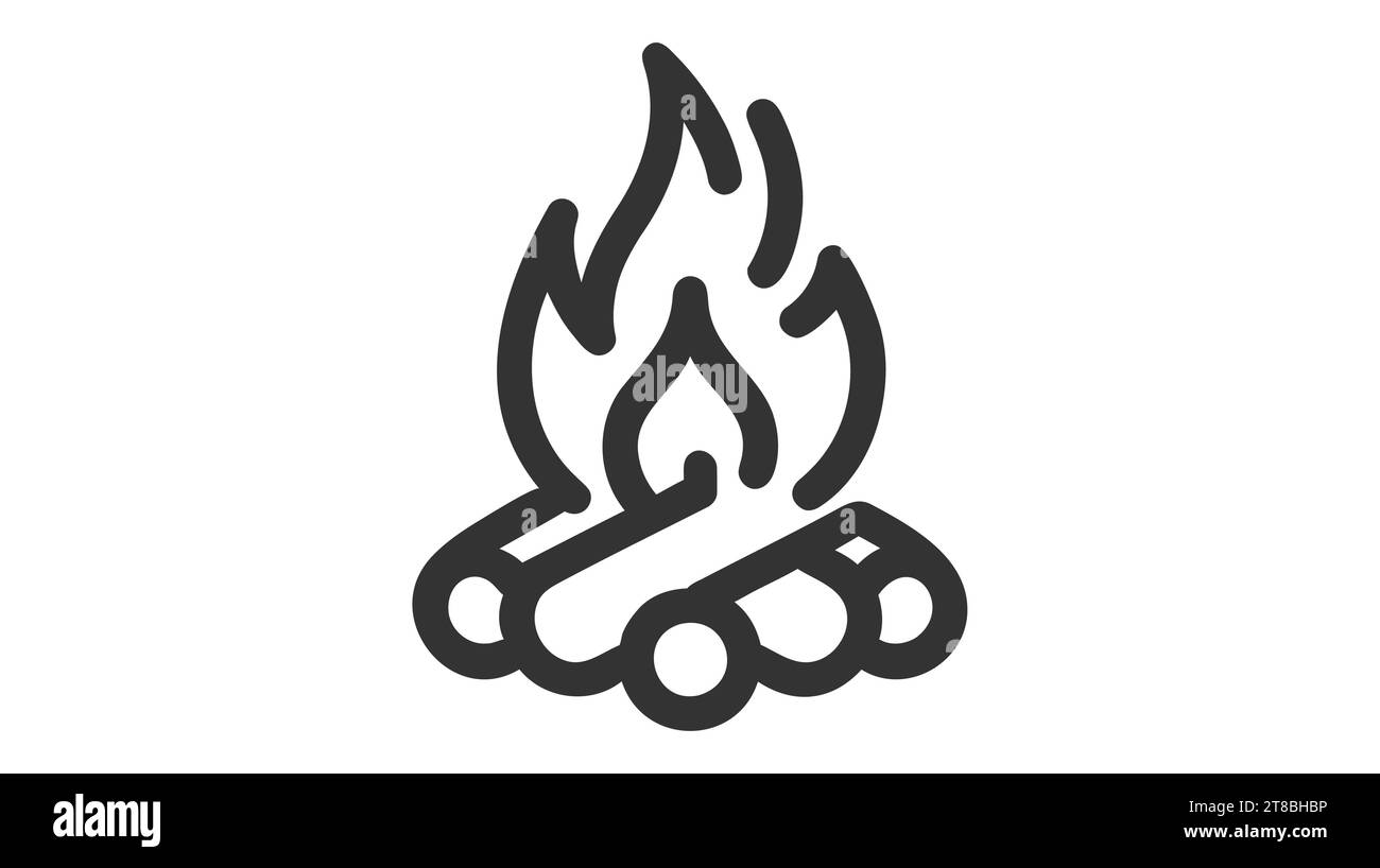 Camp fire icon. Bonfire burning on firewood sign. Vector Stock Vector ...