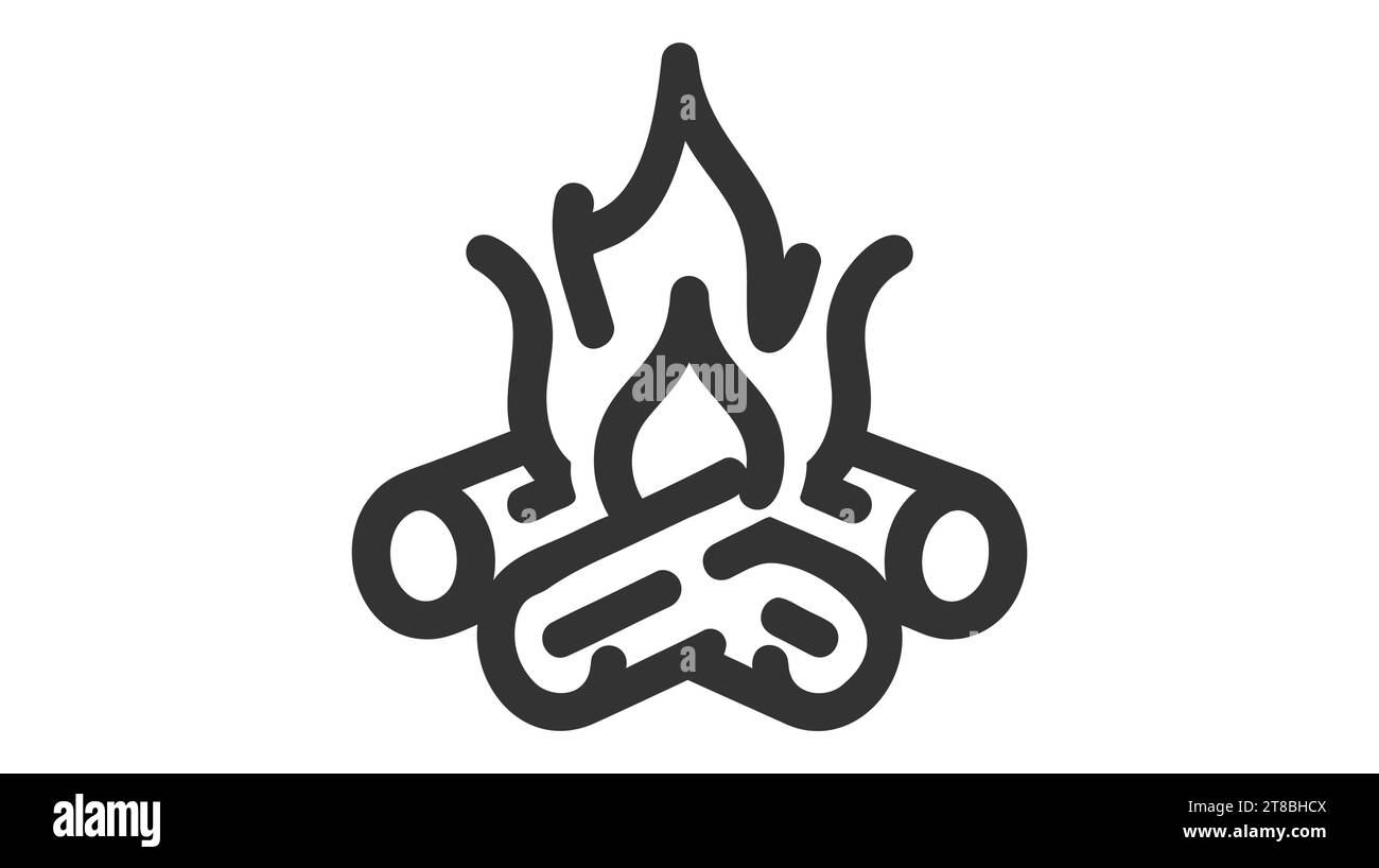 Camp fire icon. Bonfire burning on firewood sign. Vector Stock Vector ...