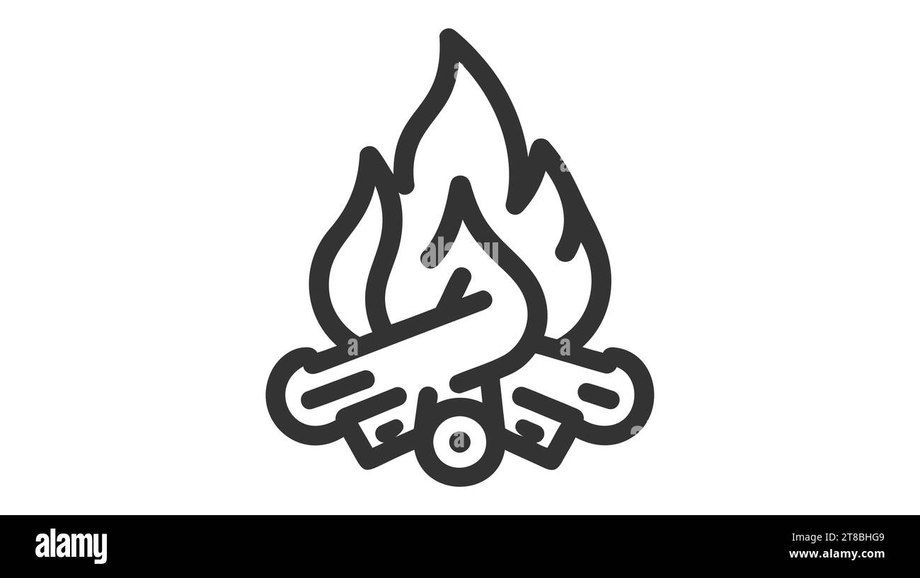 Camp fire icon. Bonfire burning on firewood sign. Vector Stock Vector ...