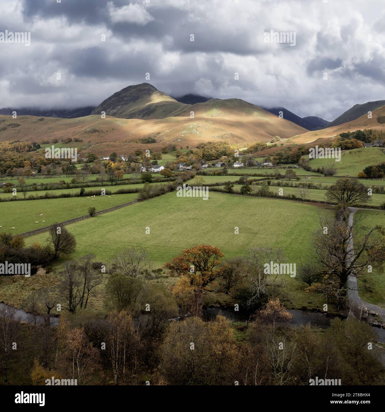 buttermere village and grasmoor in the lake district with buttermere ...
