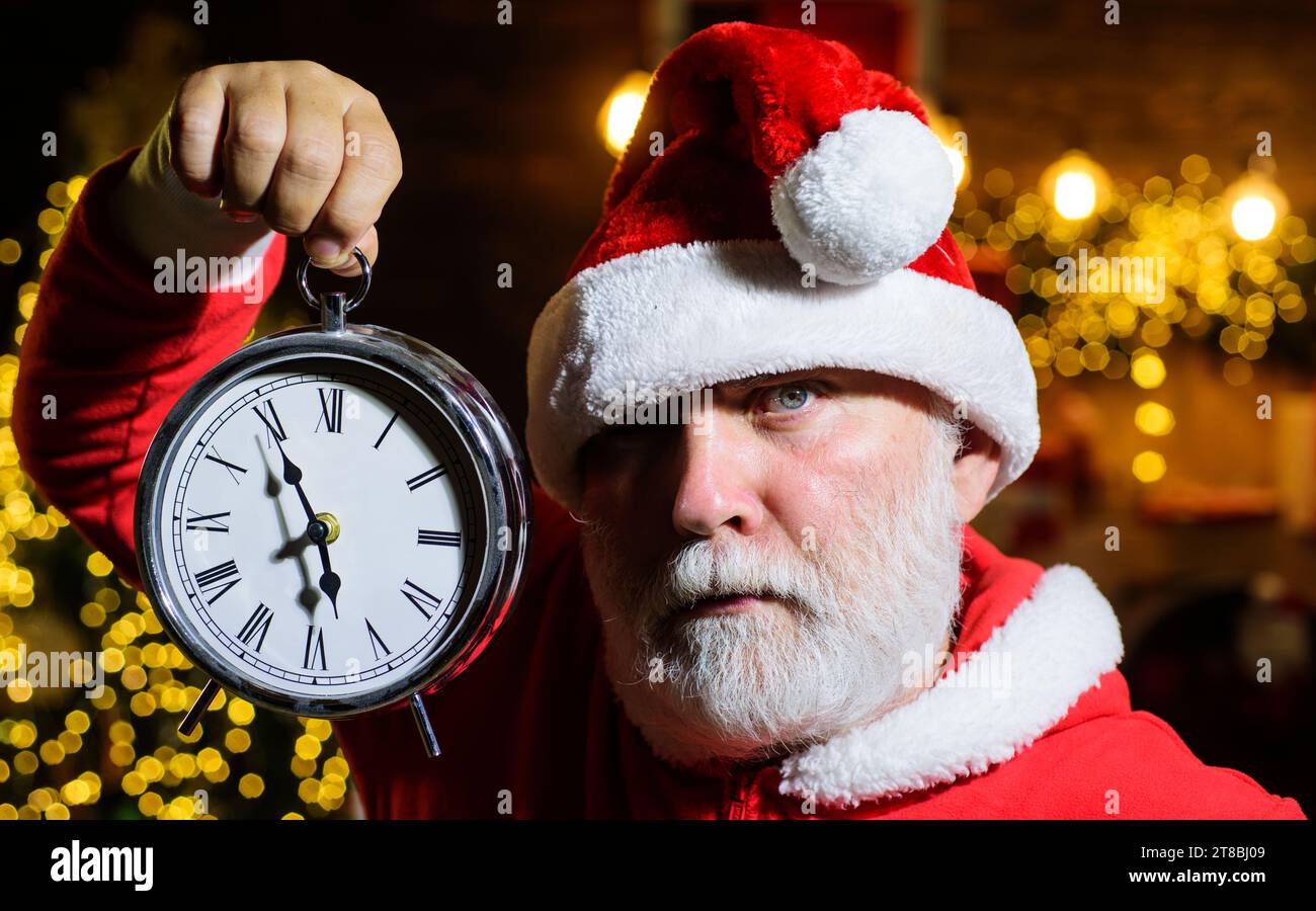 Merry Christmas. Happy New Year. Time to celebrate. Serious Santa Claus ...