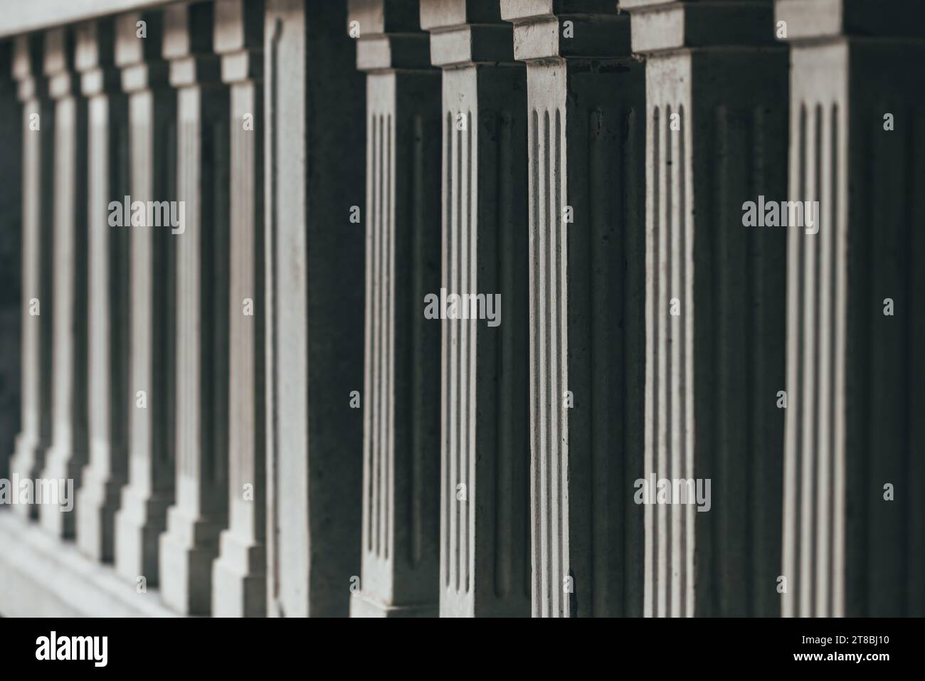 Grey concrete balustrade forming pattern, vintage retro architectural ...