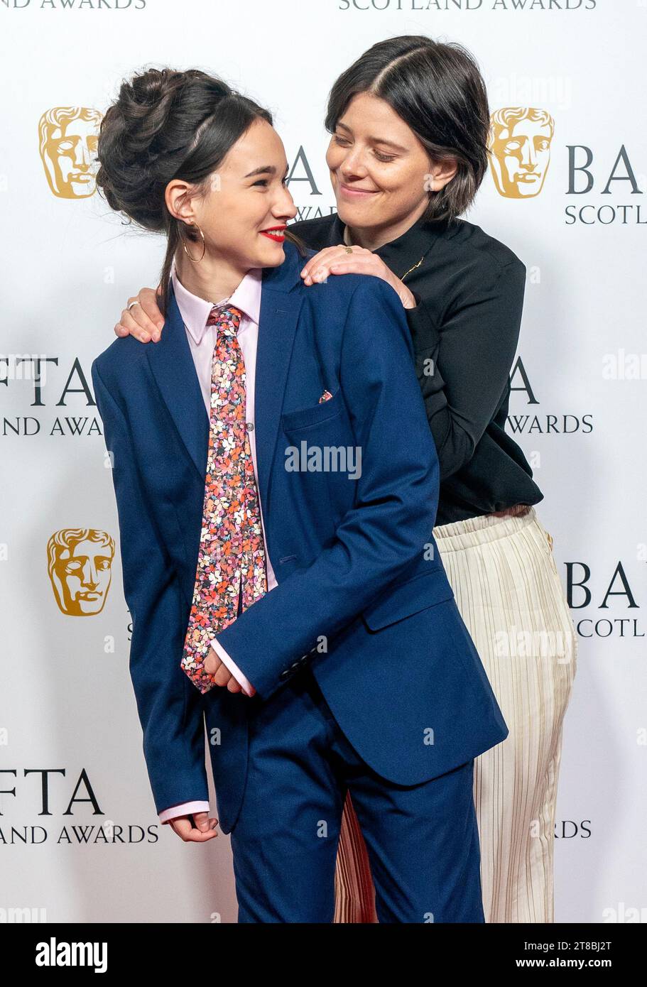Frankie Corio (left) and Charlotte Wells on the red carpet at the Bafta ...