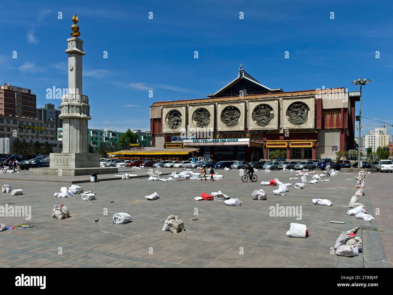 White covers for stalls lie scattered on Independence Square with the ...