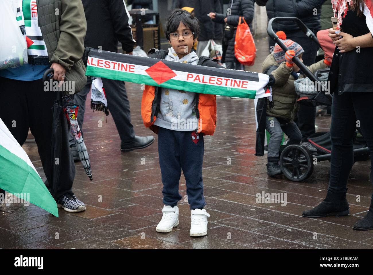 Small child on big pro-Palestine protest, Leicester, UK Stock Photo - Alamy