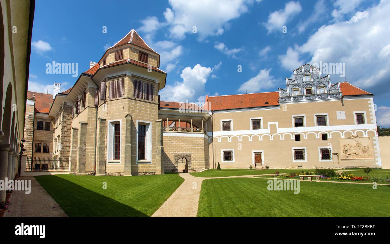 Telc castle, in local Telč, is a monument in the Renaissance style, a ...