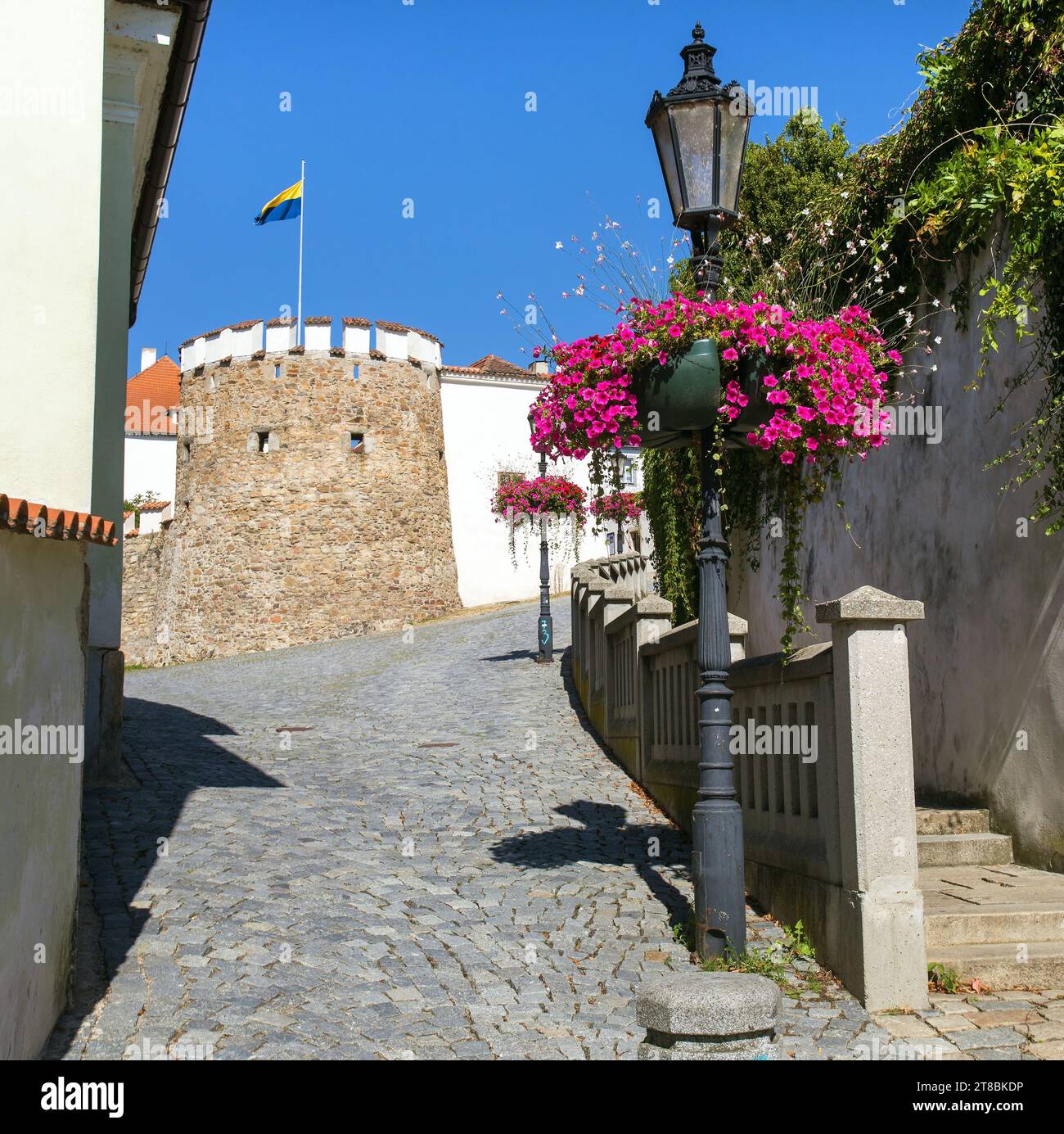 Pisek town, in local Písek, historical medieval fortification of the ...