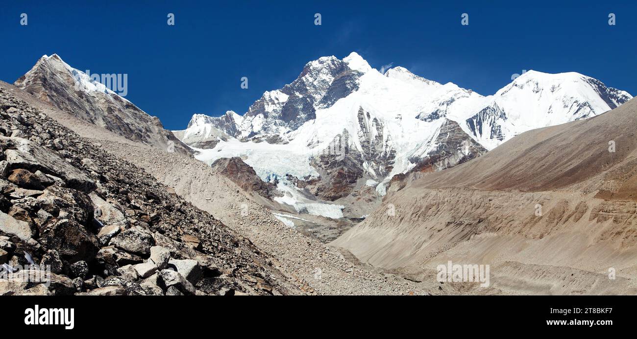 View of Everest Lhotse and Lhotse Shar from Barun valley, Nepal ...