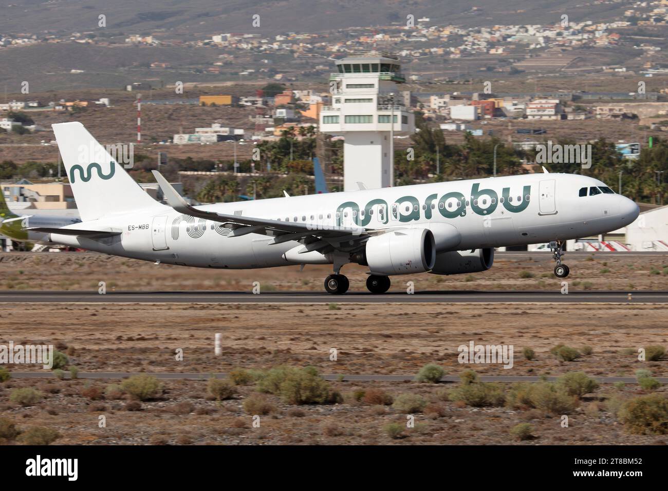 A Marabu Airlines Airbus 320 NEO taking off from Tenerife Sur-Reina ...