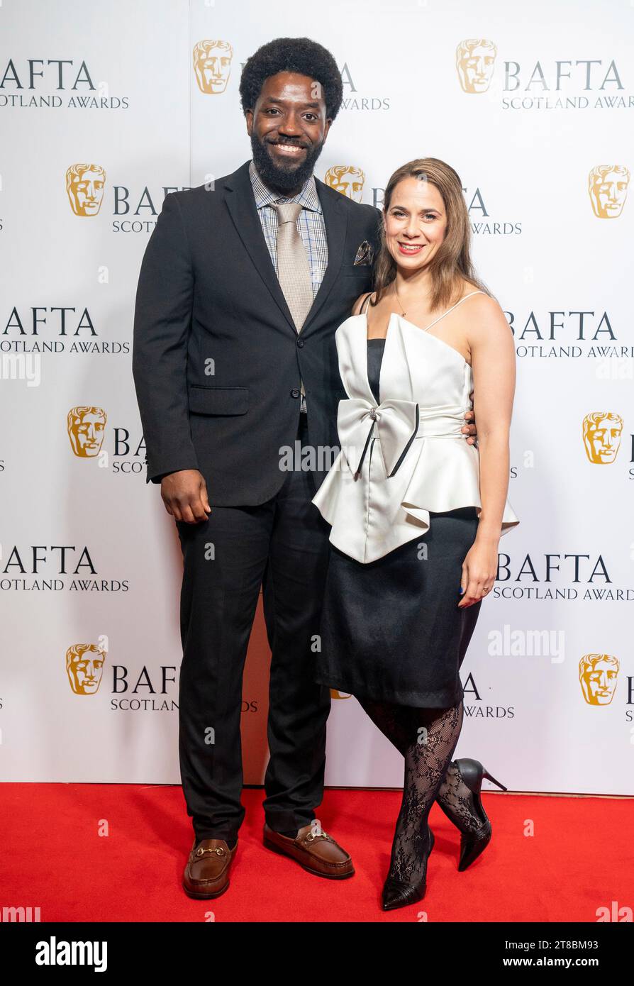 Chinaza Uche (left) with partner on the red carpet at the Bafta ...
