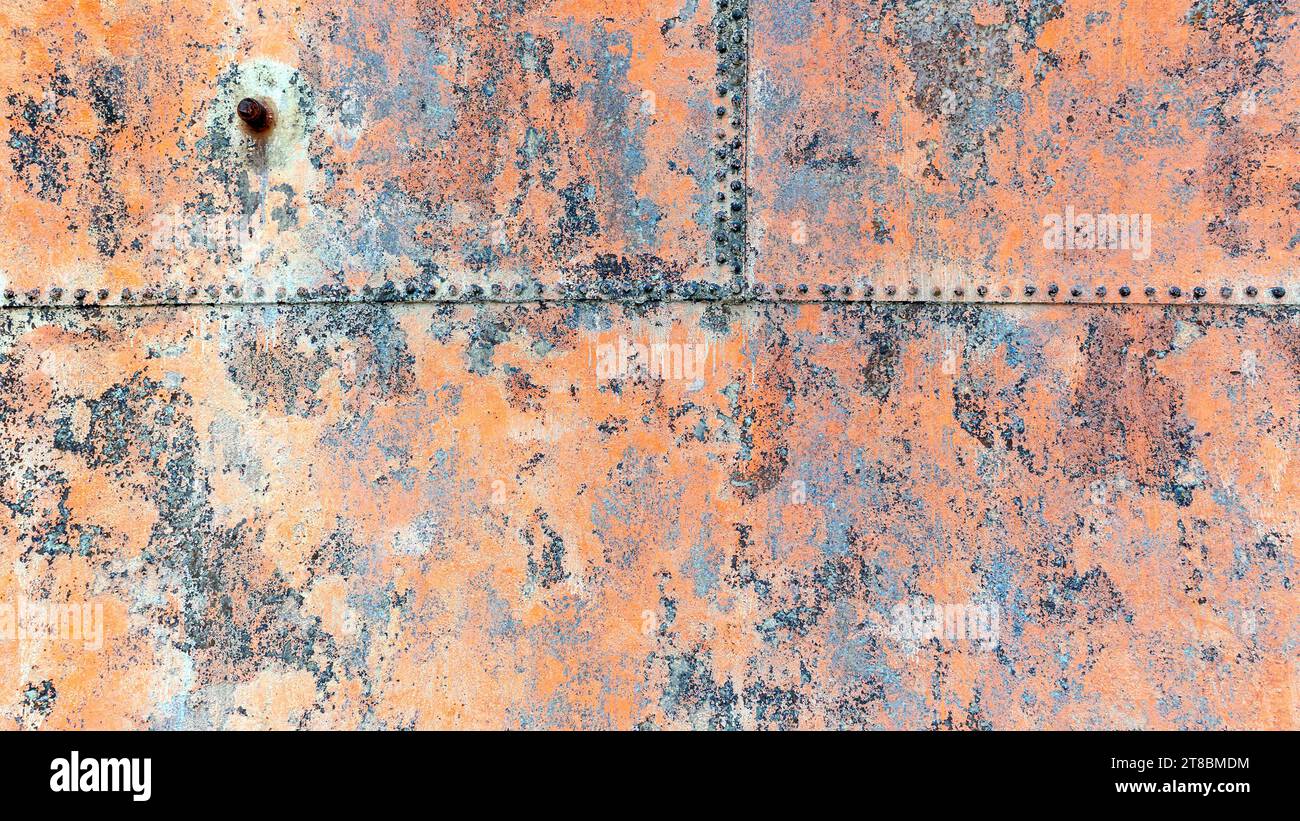 Industrial grunge rusty metal background texture with faded yellow and ...