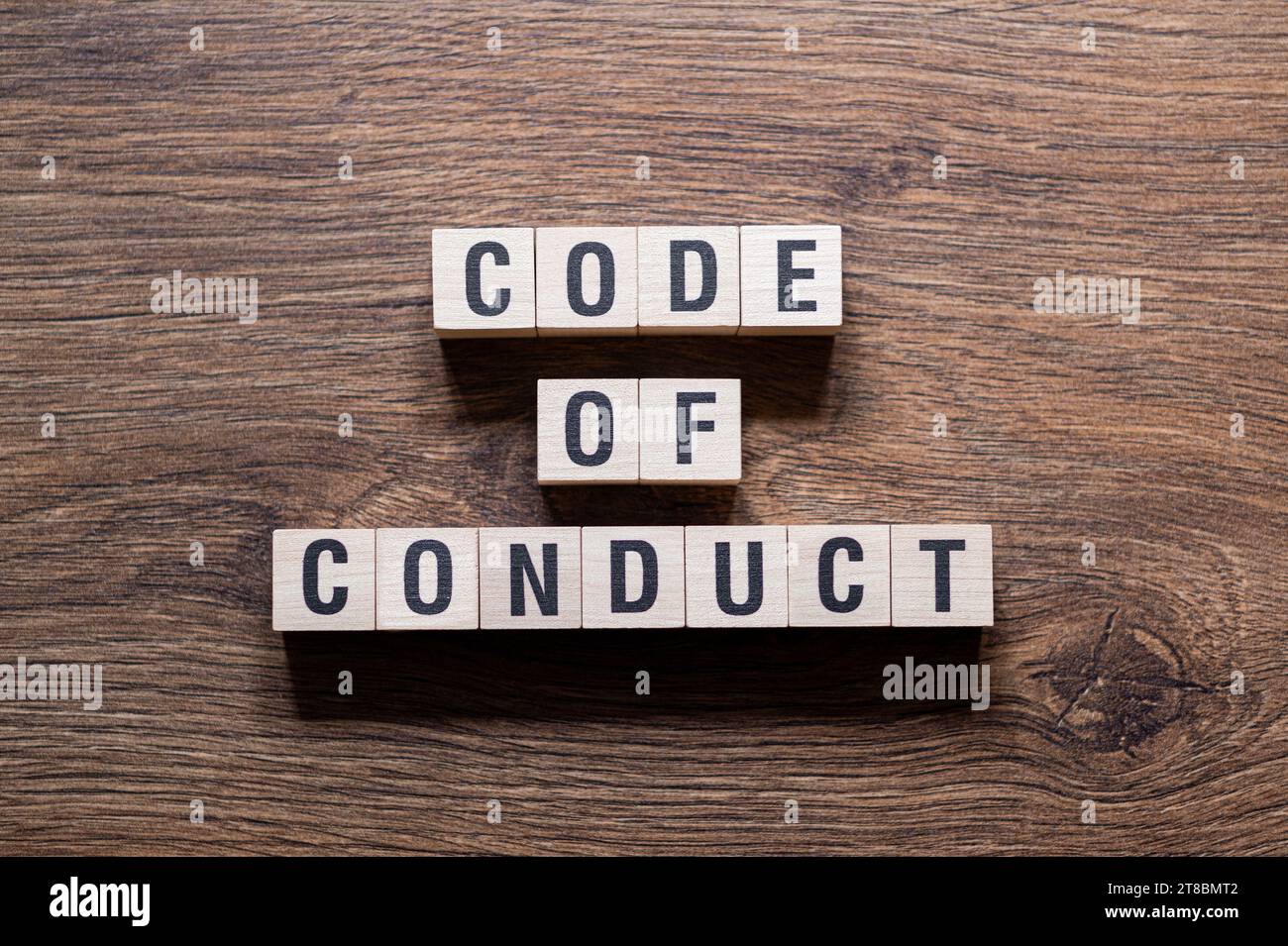 Code of conduct - word concept on building blocks, text Stock Photo - Alamy