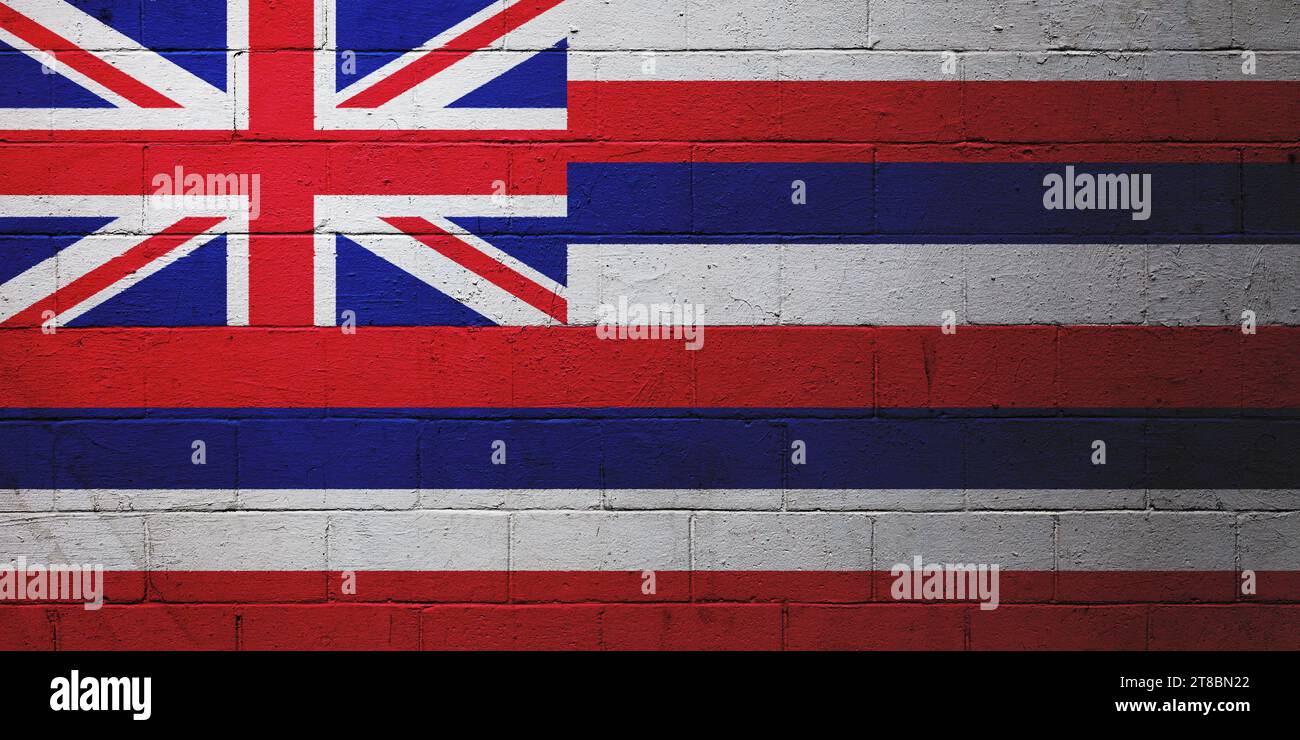 Flag of Hawaii painted on a cinder block wall Stock Photo - Alamy