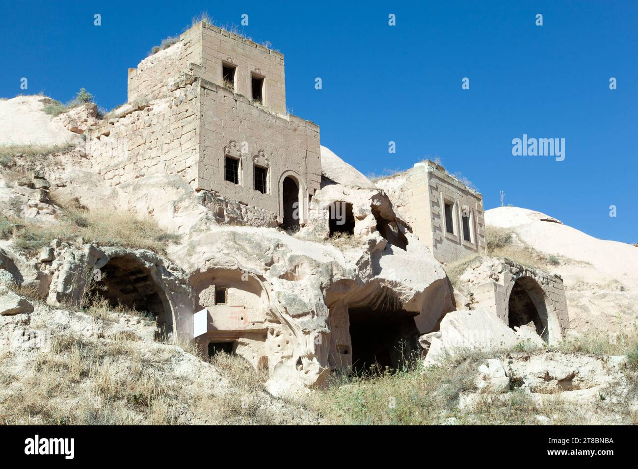 The view of houses and caves built into one residential structure in ...