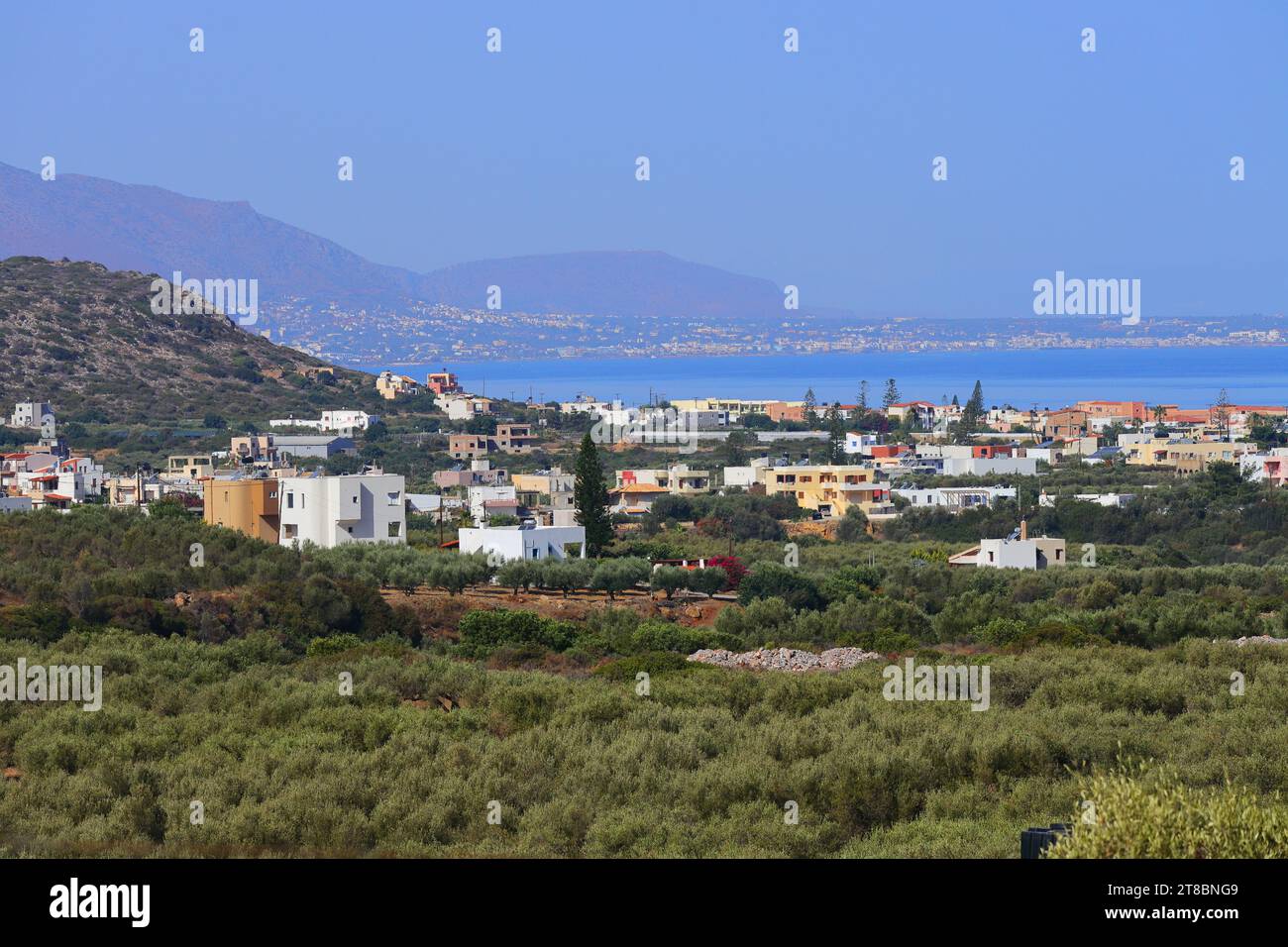 View of Malia with Heraklion in the distance. Crete, Greece, Europe ...