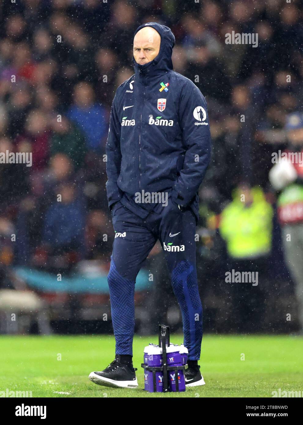 Norway head coach Stale Solbakken reacts on the touchline during the ...