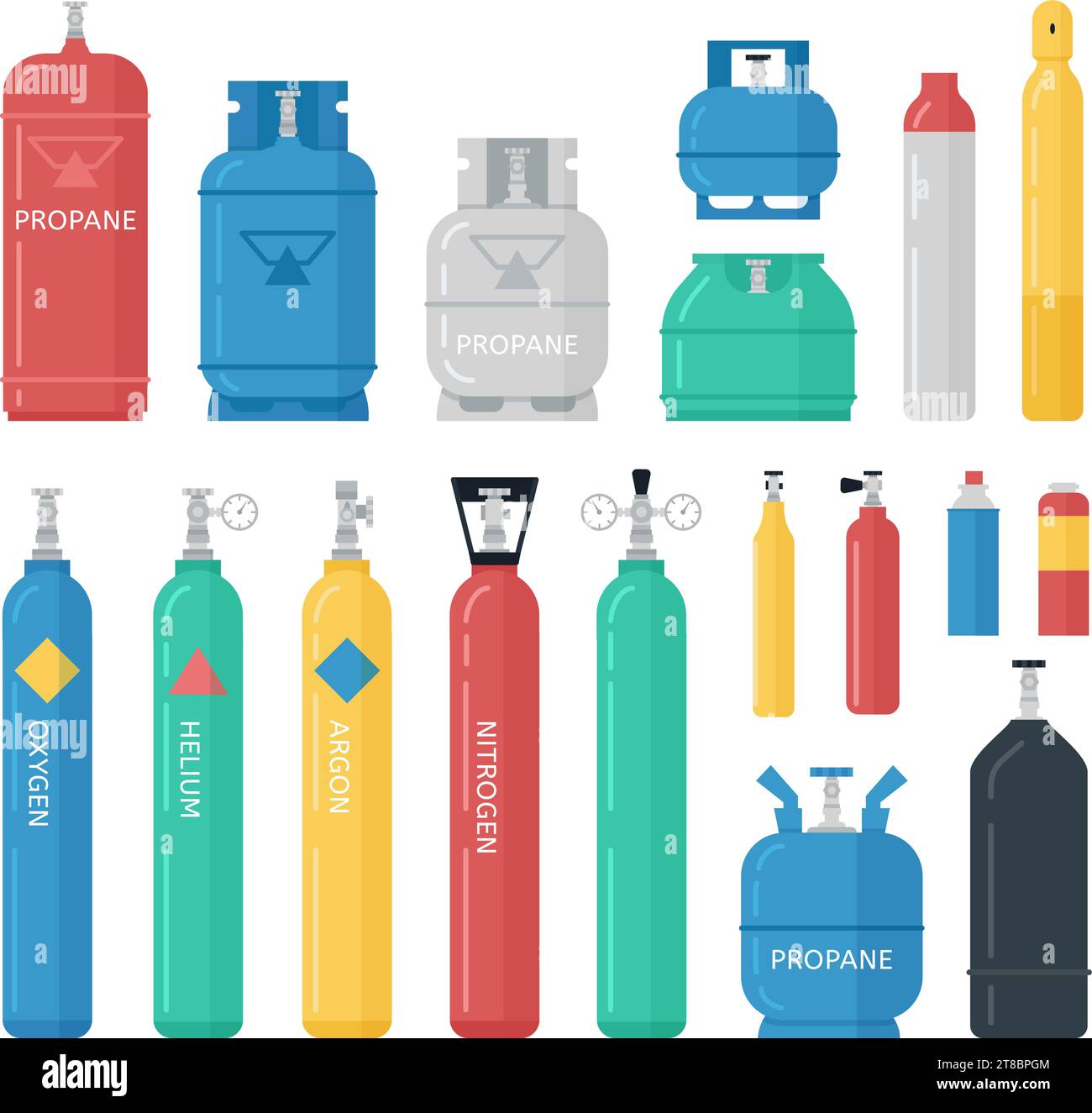 Isolated gas cylinder set. Industrial cylinders, metal tanks and ...