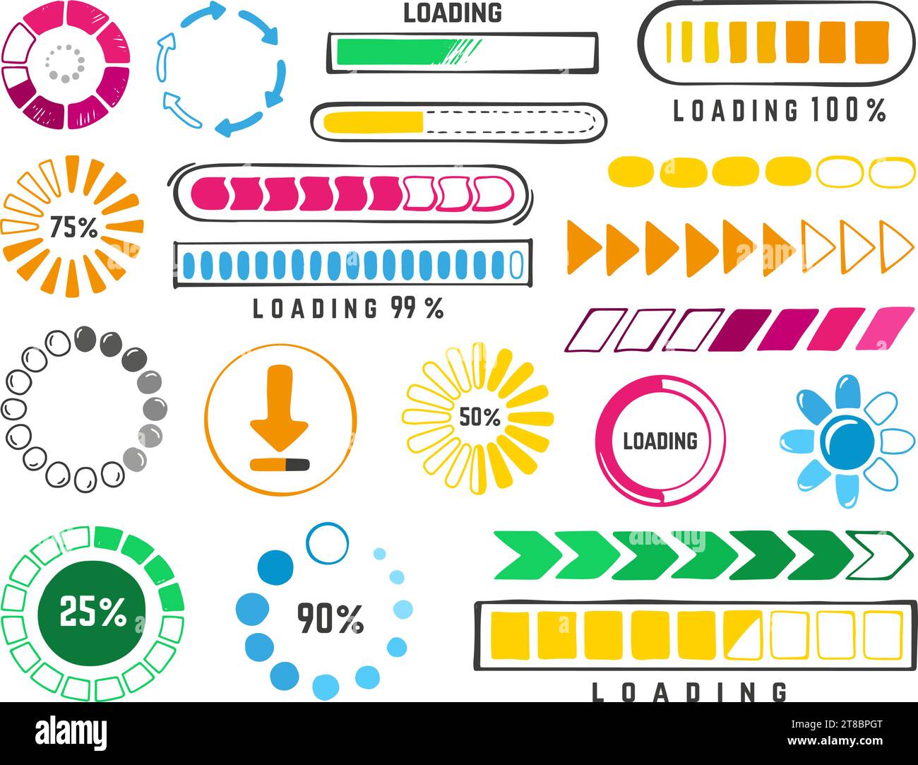 Doodle loading bars, update and internet load bar. Isolated status of ...
