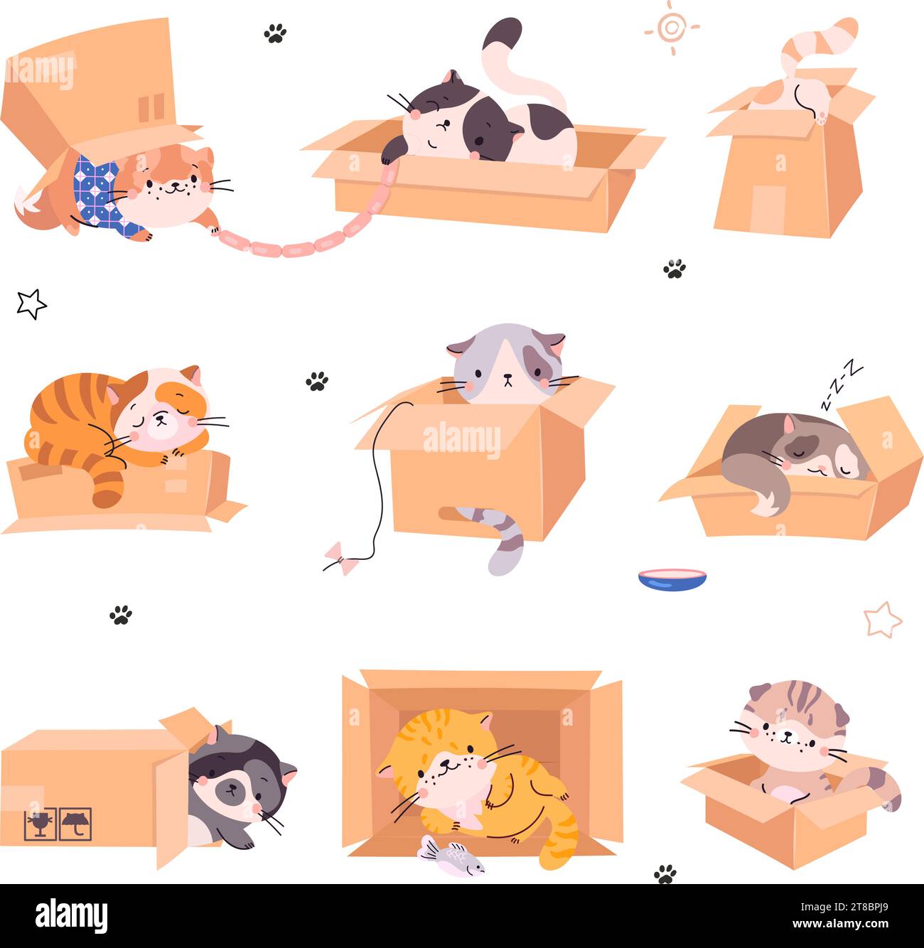 Cat in box cartoon hi-res stock photography and images - Alamy