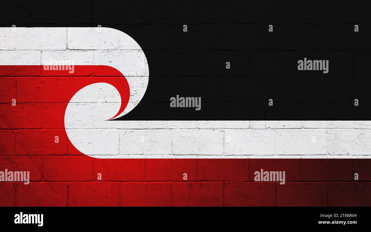 Flag of Maori painted on a cinder block wall Stock Photo - Alamy