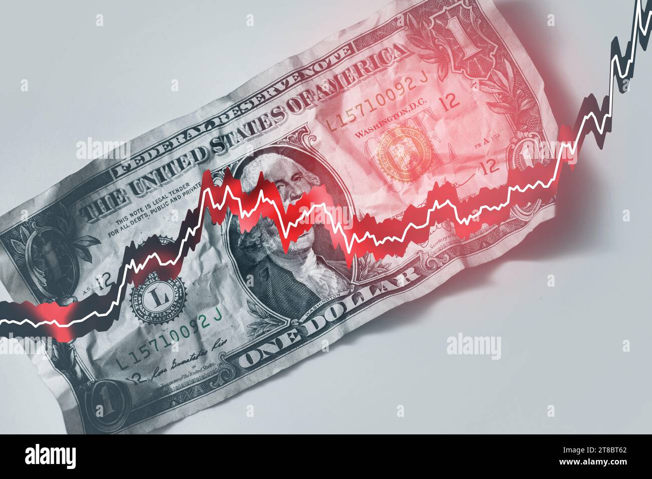 USD bill with raising sparkline chart. Concept of Economic growth raise ...